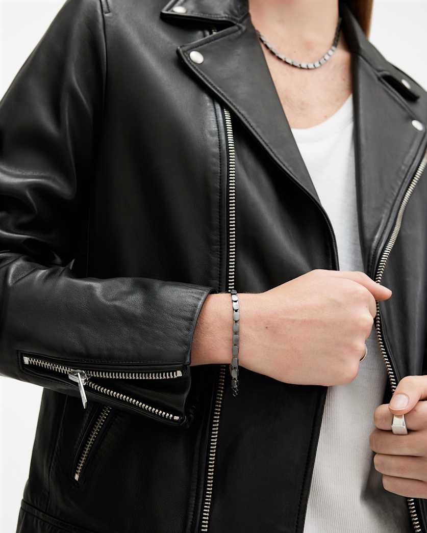Axel Hexagon Chain Bracelet WARM SILVR/DRK HEM | ALLSAINTS